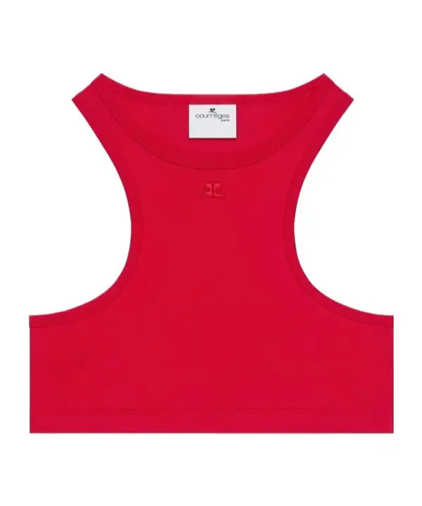 COURREGES Racerback Crop Top With Logo Detail