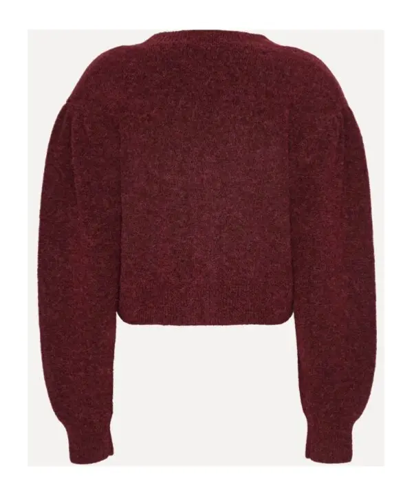 ROTATE BY BIRGER CHRISTENSEN Knitted Puff Sleeve Cardigan With Rosette Detail