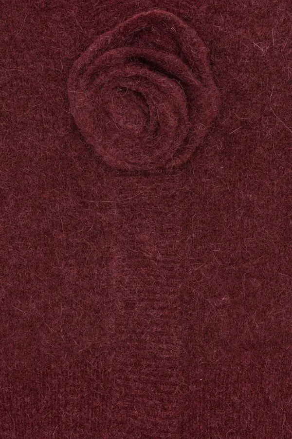 ROTATE BY BIRGER CHRISTENSEN Knitted Puff Sleeve Cardigan With Rosette Detail