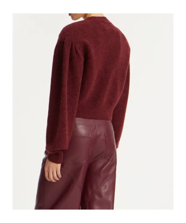 ROTATE BY BIRGER CHRISTENSEN Knitted Puff Sleeve Cardigan With Rosette Detail