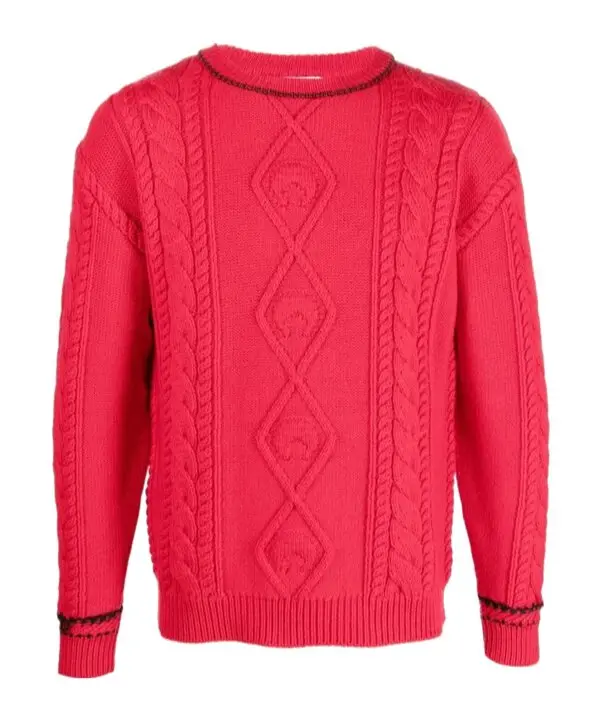 MARINE SERRE Cable Knit Wool Jumper