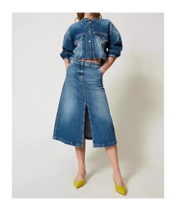 TWINSET Denim Midi Skirt