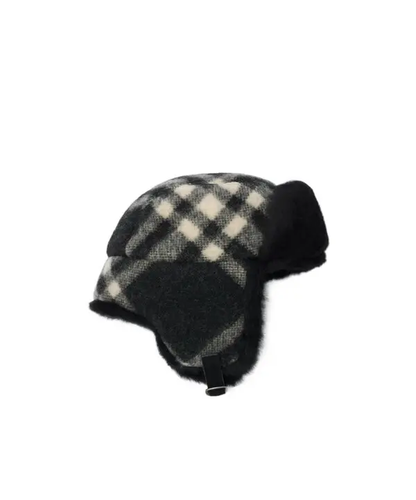Burberry Checked Tribar Trapper Hat