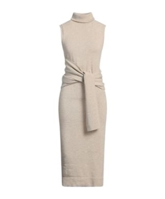 MAISON MARGIELA Sleeveless Turtleneck Midi Dress With Tie Detail - Nude