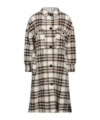 Isabel Marant Étoile Checked Long Sleeve Coat - Gray