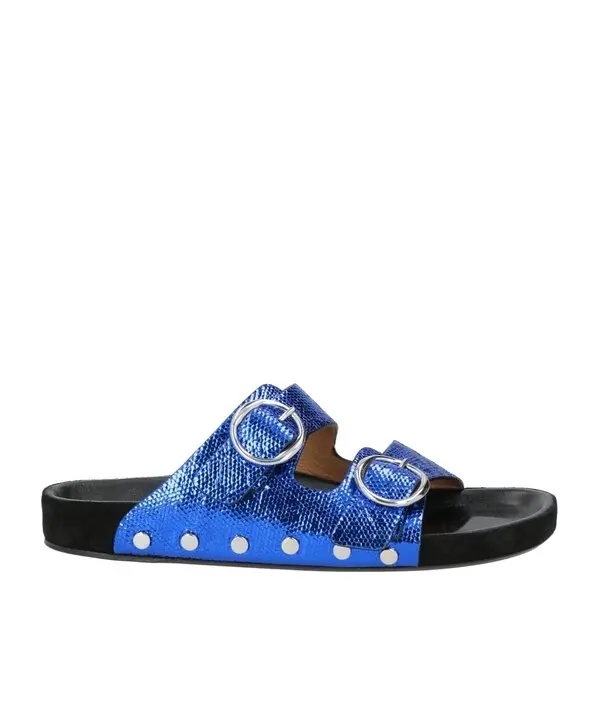 Isabel Marant Étoile Metallic Snakeskin-print Slides - Blue