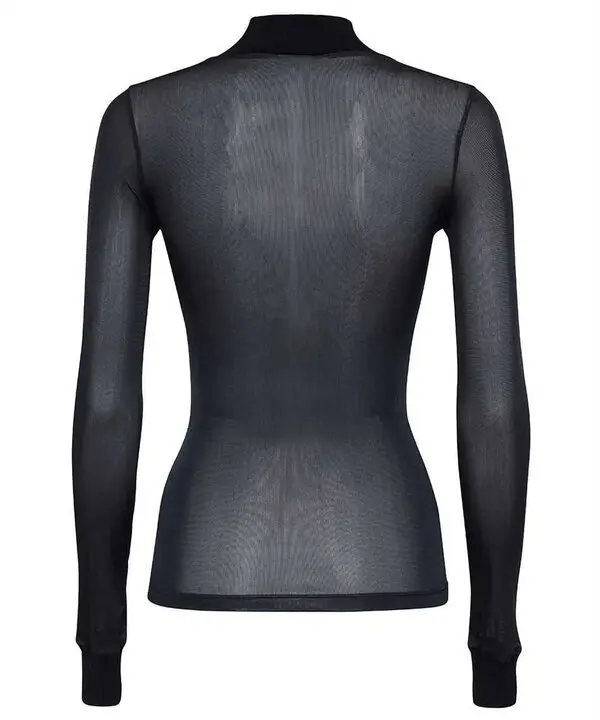 COURREGES Logo Patch High Neck Long Sleeve Top - Black