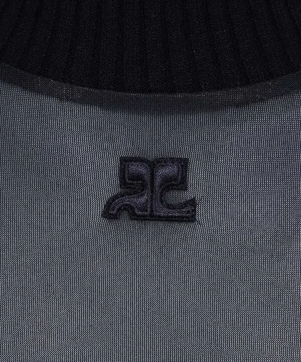 COURREGES Logo Patch High Neck Long Sleeve Top - Black