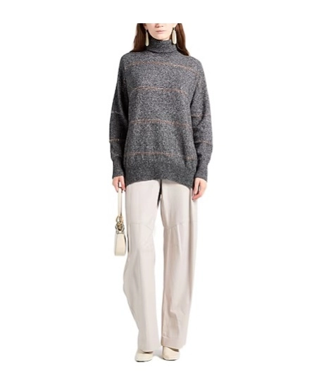 Brunello Cucinelli Long Sleeve Sequined Turtleneck Sweater