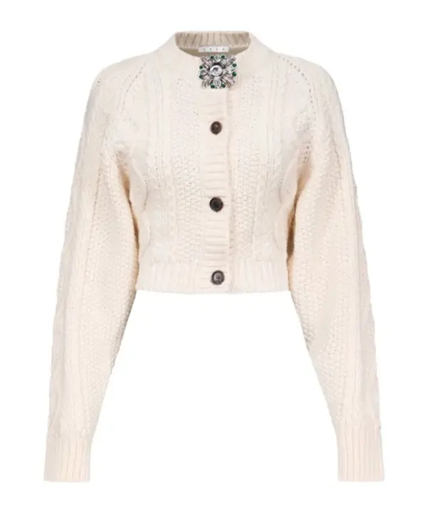 AREA Brooch-detail Wool Blend Cardigan