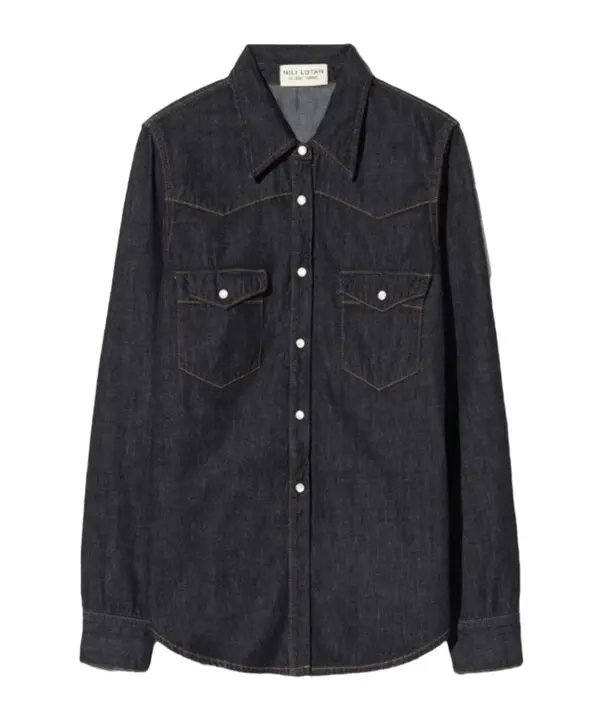 NILI LOTAN Lapel Denim Jacket - Black