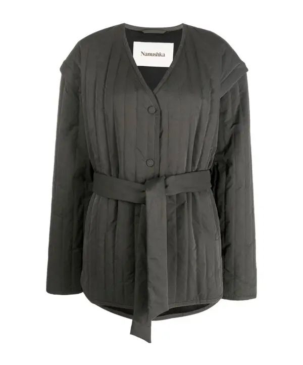 Nanushka Quilted Belted Jacket - Black