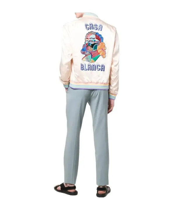 Casablanca Silk Logo Embroidered Bomber Jacket