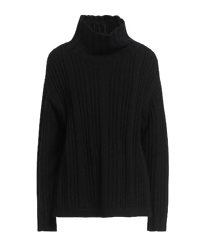 Max Mara Ribbed Turtleneck Knit Top - Black