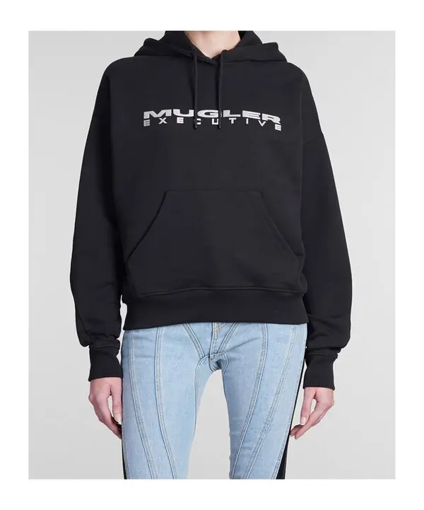 MUGLER Logo Detailed Drawstring Hoodie
