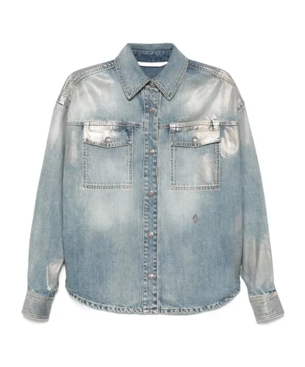 Palm Angels Coated Denim Shirt