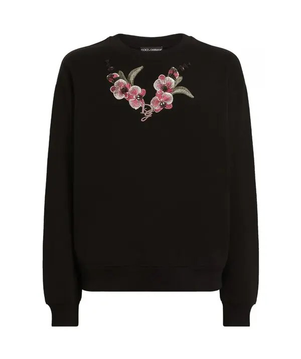 Dolce & Gabbana Orchid Embroidered Sweatshirt