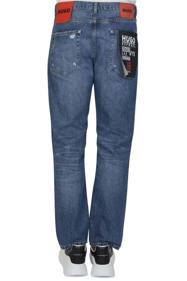 Hugo Boss Straight Leg Distressed Jeans