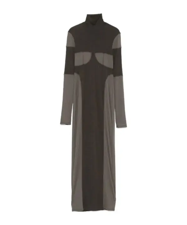 Nanushka Patchwork Maxi Dress With Roll Neck And Long Sleeves