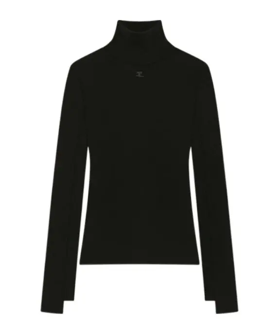 COURREGES Courrèges Interlock Mock Neck Jumper With Ac Logo - Black