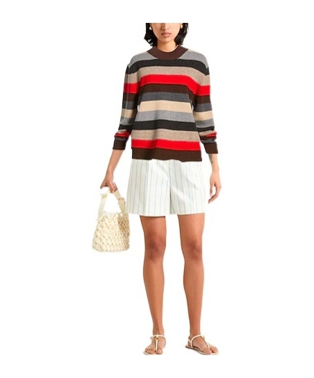 Tory Burch Lightweight Striped Wool Knit Sweater