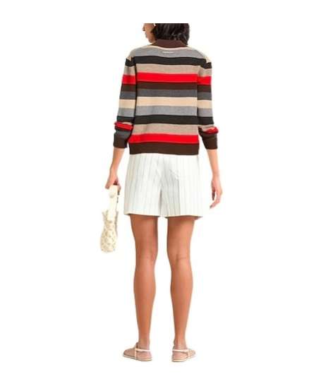 Tory Burch Lightweight Striped Wool Knit Sweater