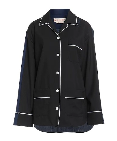 Marni Two-tone Cool Wool Long-sleeve Shirt