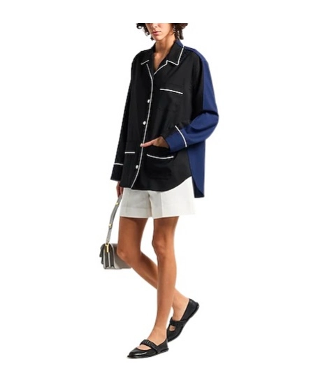 Marni Two-tone Cool Wool Long-sleeve Shirt