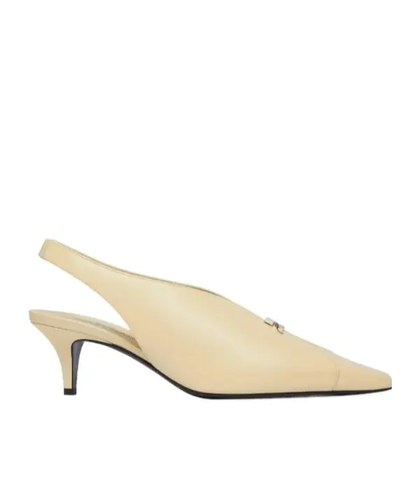 COURREGES Leather Slingbacks With Logo Plaque