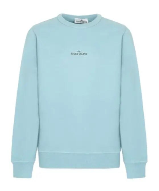 Stone Island Sweatshirt With Front And Back Print - Light Blue