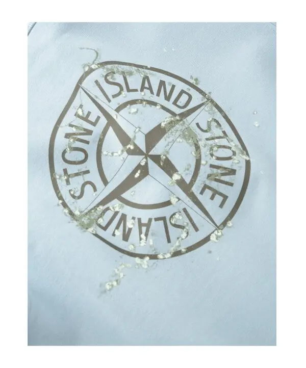 Stone Island Sweatshirt With Front And Back Print - Light Blue