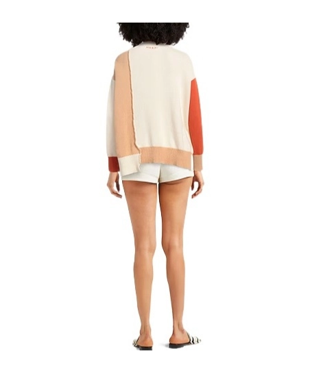 Marni Two-tone Button-front Long Sleeve Wool Cardigan