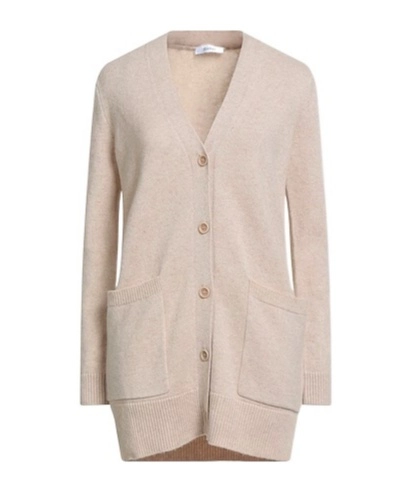 Max Mara Solid Wool Cardigan With Sequins - Nude