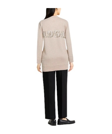 Max Mara Solid Wool Cardigan With Sequins