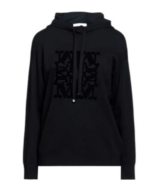 Max Mara Printed Wool Hooded Top - Black