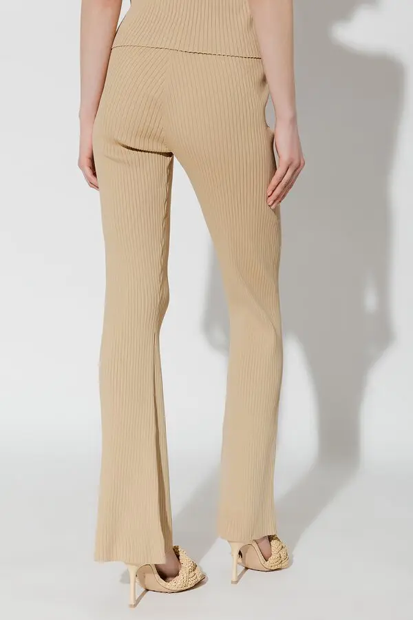 Nanushka Ribbed Knit Flared Trousers - Nude