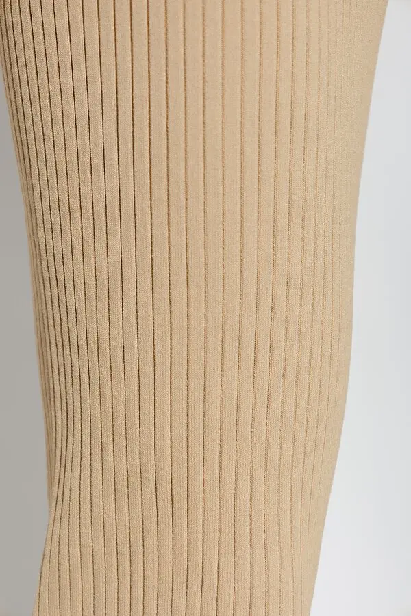 Nanushka Ribbed Knit Flared Trousers - Nude