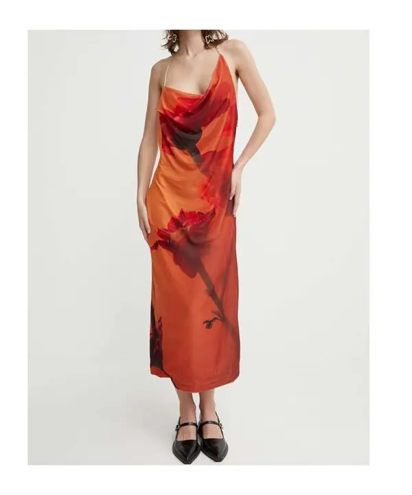 Stine Goya Abstract Floral Print Sleeveless Maxi Dress With Chain Detail And Open Back