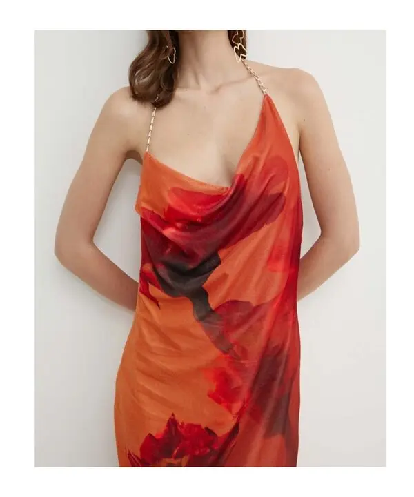 Stine Goya Abstract Floral Print Sleeveless Maxi Dress With Chain Detail And Open Back