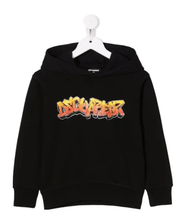 Dsquared2 Graffiti Logo Cotton Hoodie - Black