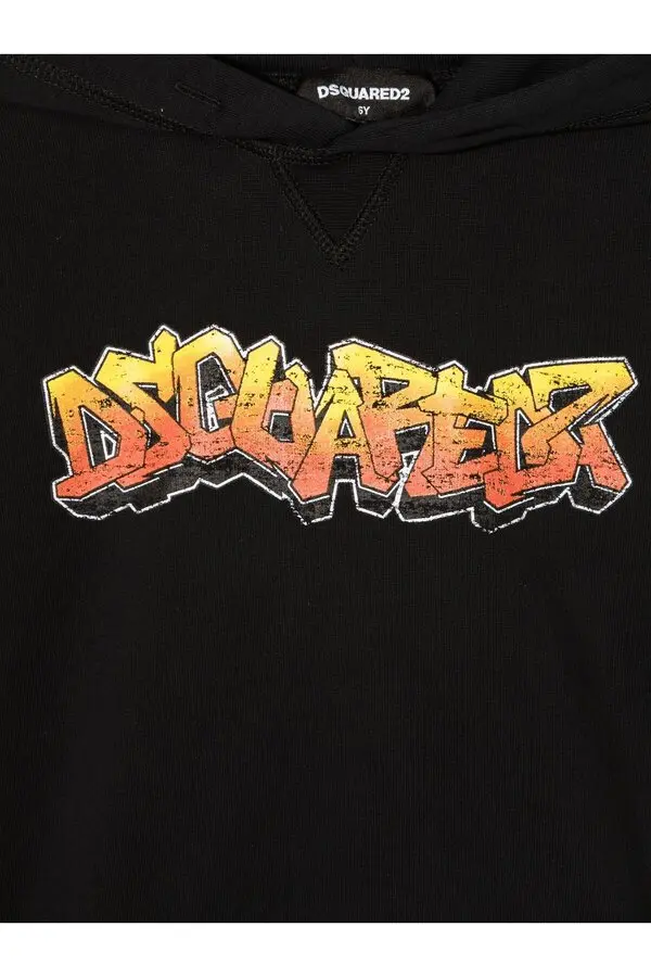 Dsquared2 Graffiti Logo Cotton Hoodie - Black