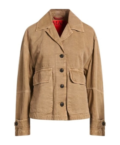 MAXCO. Max&co. Gabardine Plain Long-sleeve Jacket