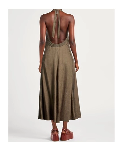 MAXCO. Max&co. Sleeveless Halter-neck Midi Dress With Tie-up Design And Pockets