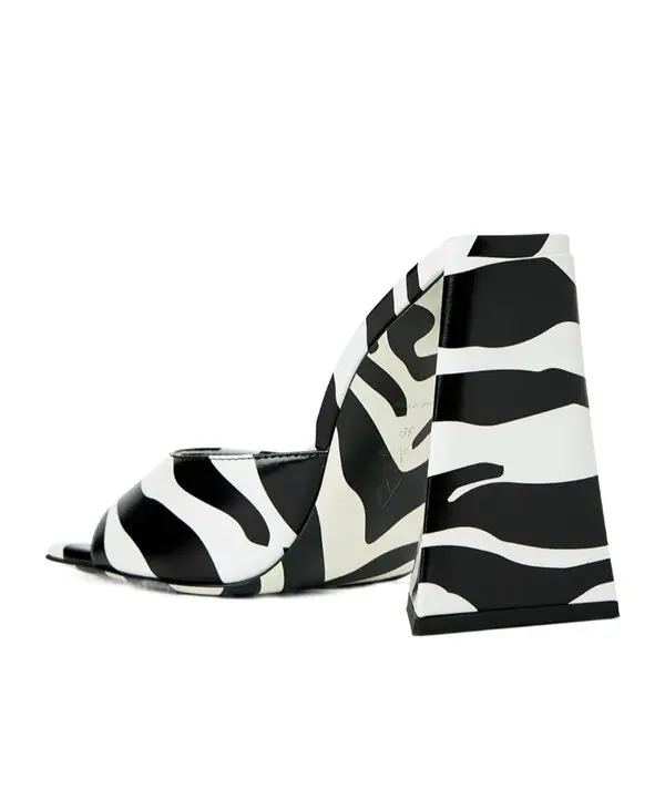 Attico Devon Zebra-print 115mm Mules - Black