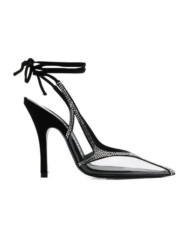 Attico Venus 100mm Crystal-embellished Pumps - Black