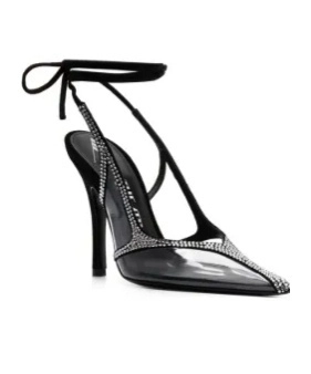 Attico Venus 100mm Crystal-embellished Pumps - Black