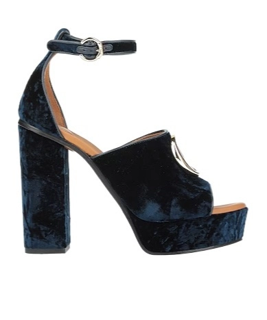 Chloé Velvet Platform Sandals With Buckle Ankle Strap