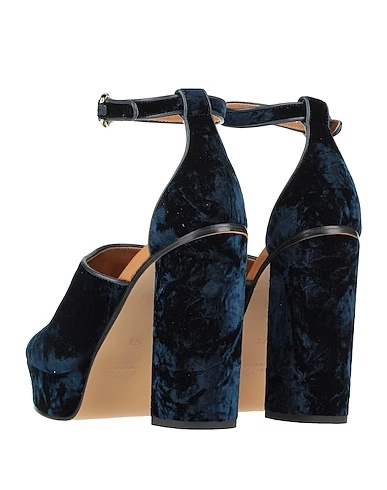 Chloé Velvet Platform Sandals With Buckle Ankle Strap