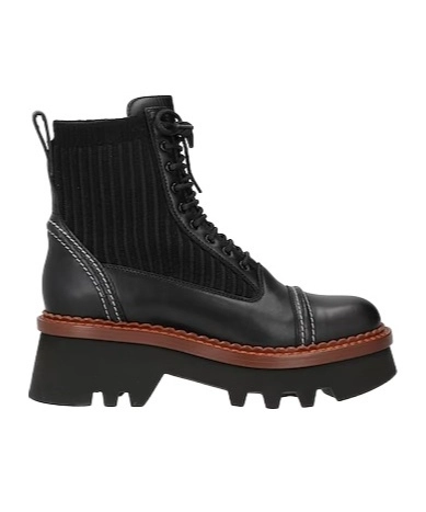 Chloé Platform Leather Lace-up Boots - Black