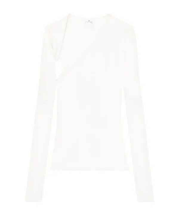 COURREGES Asymmetric Neckline Long Sleeve Top - White